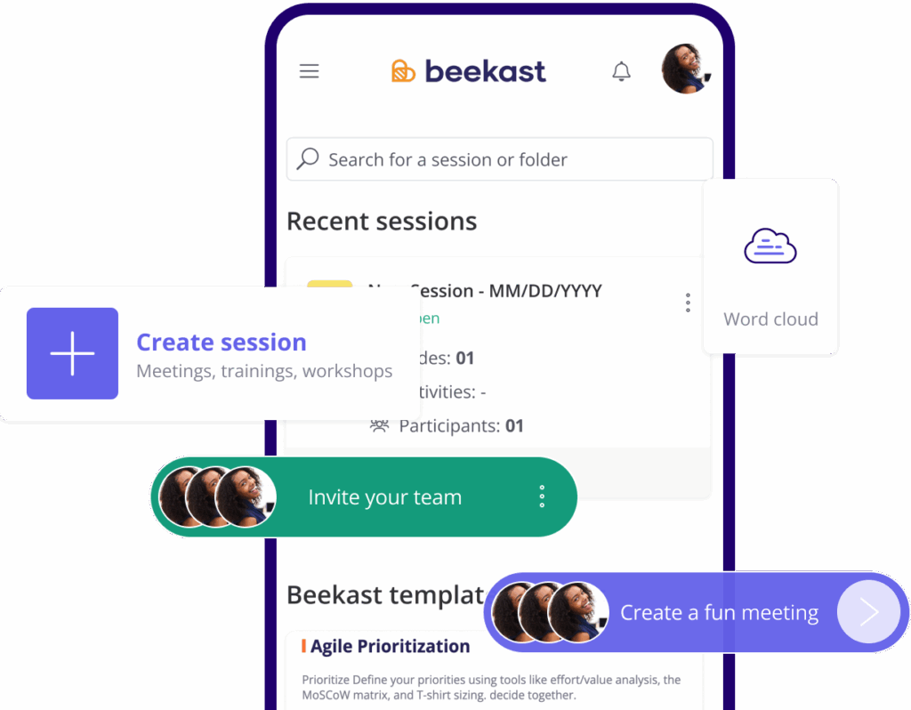 Online meeting software to create, lead, and track team interactions
